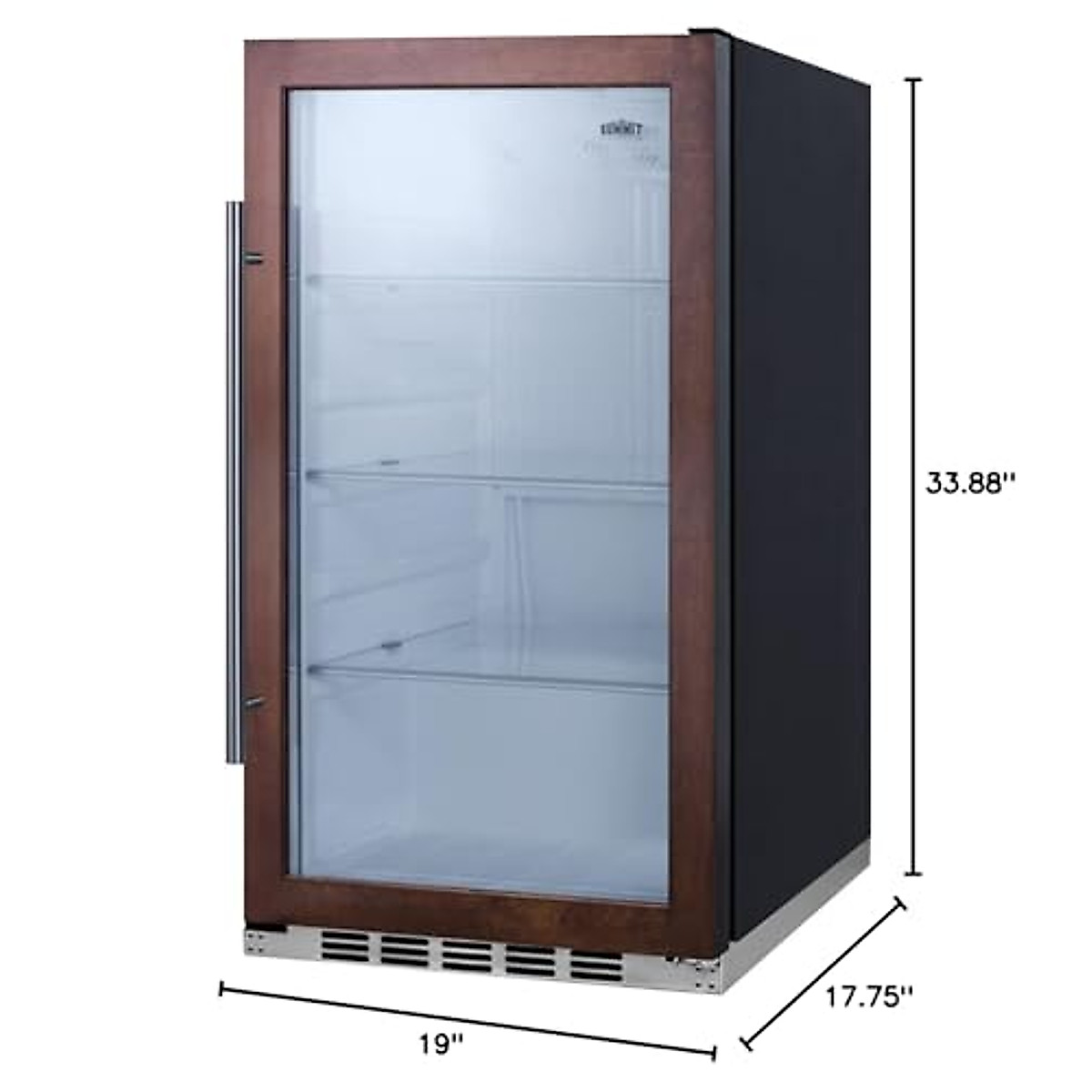 Summit SPR489OSPNR Commercially Approved Shallow Depth Indoor/Outdoor Beverage Cooler for Built-in or Freestanding Use with Panel-Ready Door Trim, Glass Door, Black Cabinet (Panel not included)