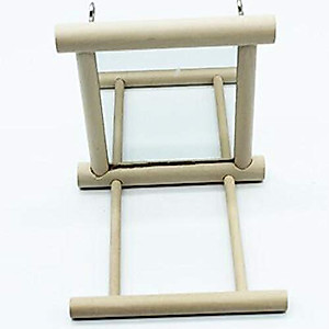 SONGBIRDTH Parrot Hanging Toys - Wooden Pet Bird Parrot Parakeet Hanging Mirror Play Toy Cage with Stand Perch for Medium and Small Parrot