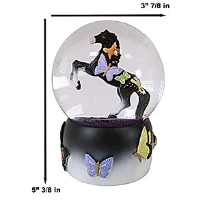 Ebros Gift Trail of Painted Ponies Western Metamorphosis Butterflies Black Beauty Horse Glitter Water Globe 5.25" Tall Farmhouse Ranch Cabin Country Snow Globes Collectible Figurine