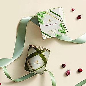 Thymes Frosted Plaid Frasier Fir Candle - 10 Oz Medium Jar Candle