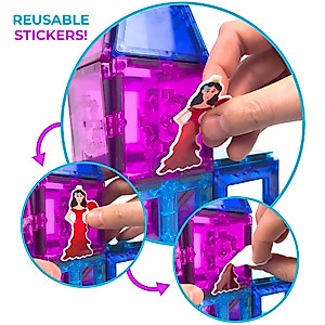 Tytan TILES Princess Castle 60-Piece Magnetic Tiles Building Set, Adorable Kids’ STEM Toy, Creative Play, Shape & Pattern Recognition, Fine Motor Skills, includes Storage Bag, Ages 3 and Up