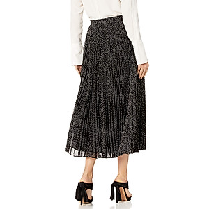 Jill Jill Stuart Women's Pleated Skirt Foil Printed Chiffon, Black, 8