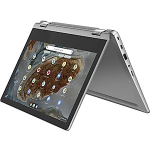 Lenovo Newest Flex 3 11" 2-in-1 IPS Touchscreen Chromebook Laptop Mediatek MT8183, 4GB Memory, 96GB Storage (32GB eMMC Plus 64GB Card) WiFi 6, Bluetooth, Webcam, Chrome OS - Arctic Grey | TECL Bundle