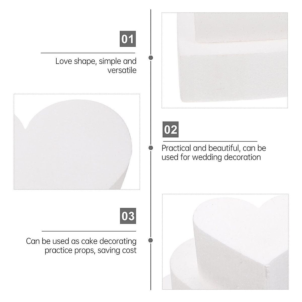 jojofuny 6 Pcs Bubble Cake Polystyrene Cake Mould Cake for Practice Wedding Cake Heart Decor Rounds Cake Dummies Birthday Decorating Cake Chocolate White Foam Decoration Fake