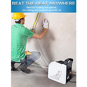 Huilynsen Air Mover Blower Fan - Floor Drying Fan for Cooling, Drying and Exhausting at Home, Garage, Shop, 3 Speeds Portable Utility Fan, 2 AC Outlets and Circuit Breaker with Reset