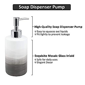 Wodlo- 4 Piece Painted Ceramic Bathroom Accessory Set, Includes Soap Dispenser Pump, Toothbrush Holder, Tumbler, Soap Dish Sanitary, Ideas Home Gift for Ware Home Decor Bath(Gray)