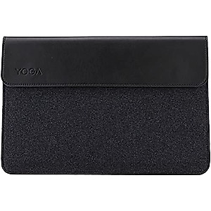 Lenovo Yoga Laptop Sleeve for 14-Inch Computer, Leather and Wool Felt, Magnetic Closure, Accessory Pocket, GX40X02932, Black