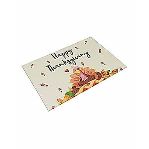 Happy Thanksgiving Outdoor Area Rug 4'x6',Patio Balcony Porch Front Door Camping Camper Deck Runner Rug,Washable Carpet Indoor Living Room Kitchen Floor Mat Fall Turkey Autumn Pumpkin Pie Leaves