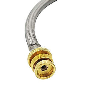 MENSI Update New Braided Propane Hose with Temperature Pressure Gauge Convert 1lb Portable Appliances to 5-40lb Tank Cylinder (POL CGA Type for 50-100lbs Cylinder)
