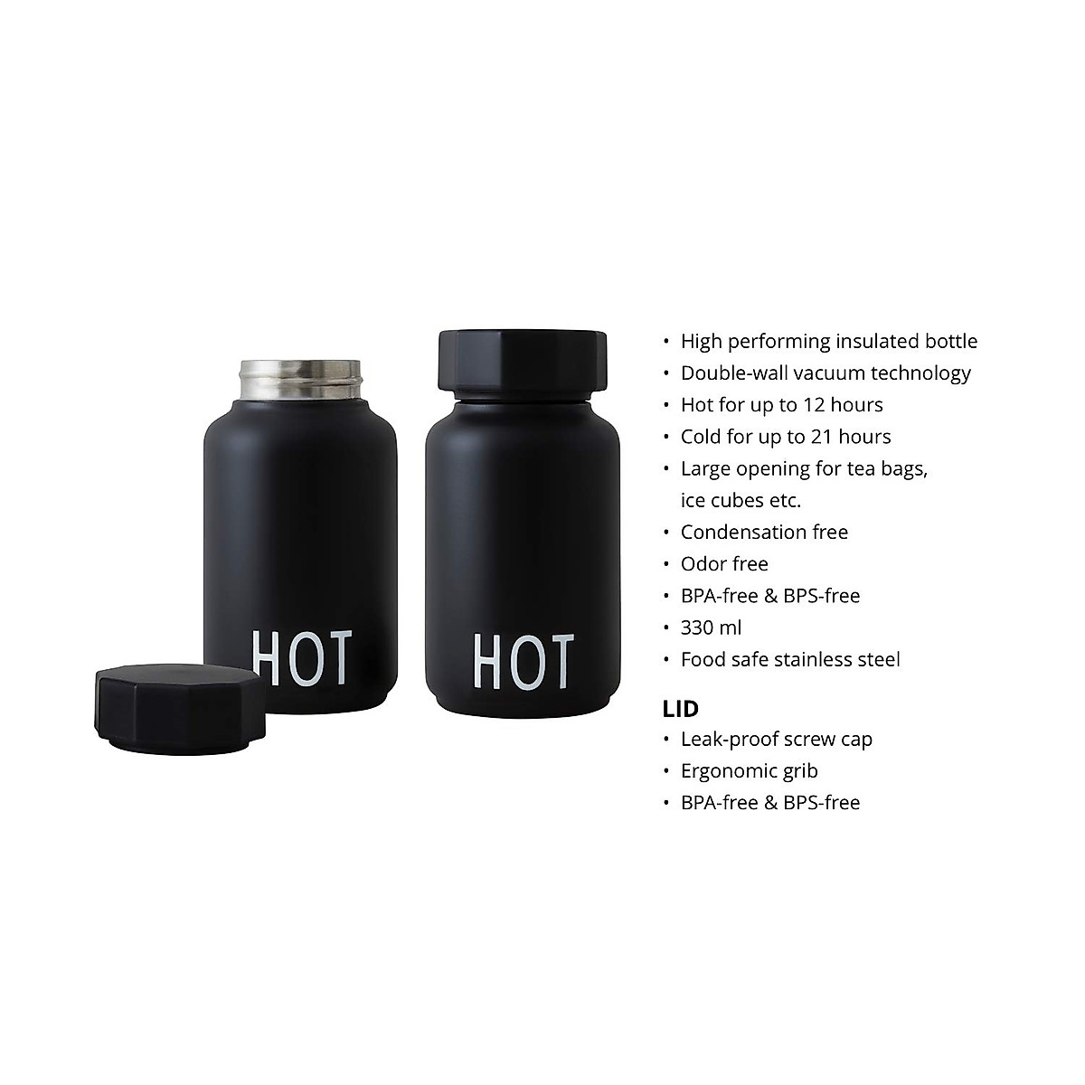 Design Letters Wide Mouth Bottle 11 Oz | Insulated water bottle Travel | Thermos Water Bottle | Thermo Flask Stainless Steel | Reusable Water Bottle for Men, Women | BPA/BPS Free Tumbler for Gym, work