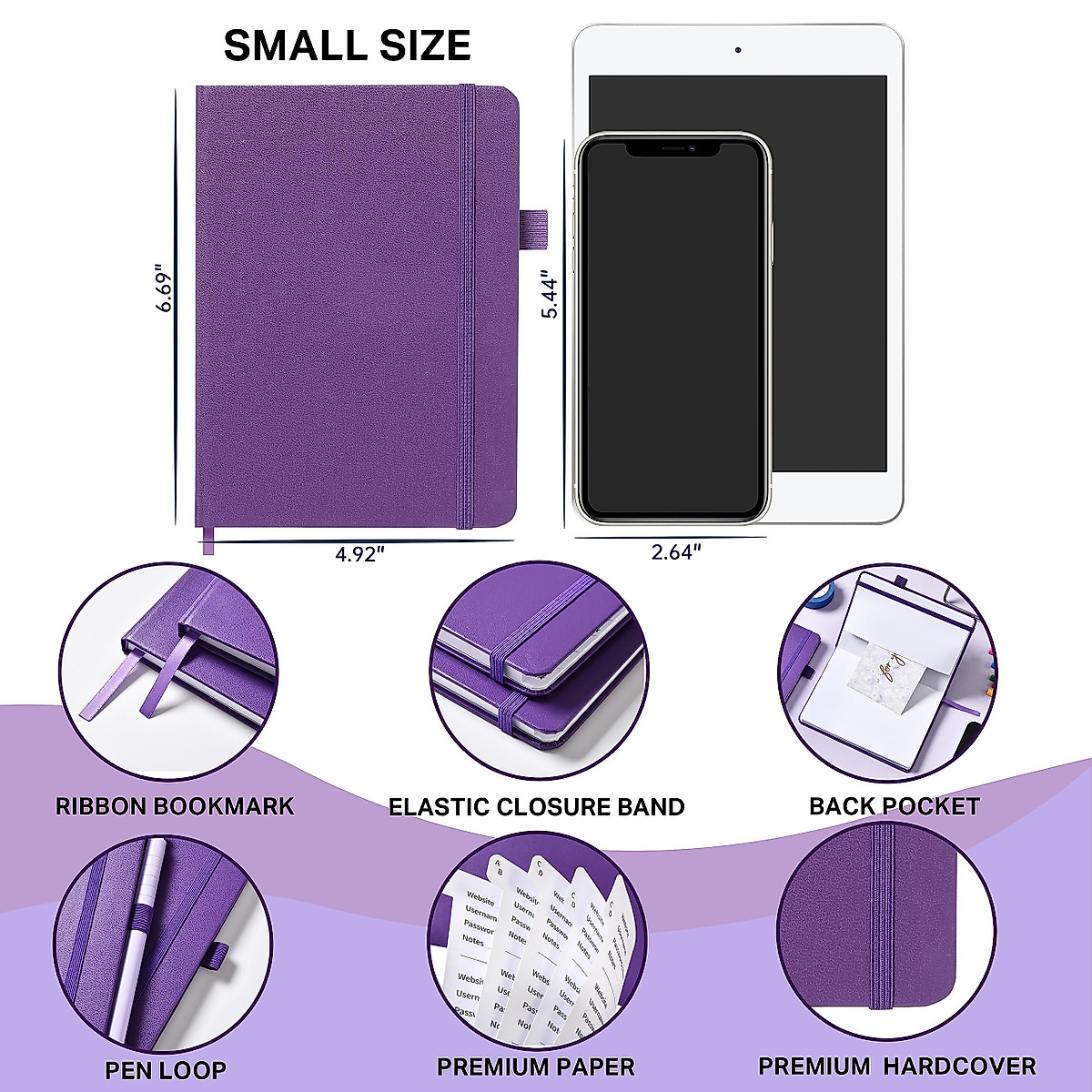 Password Book with Alphabetical Tabs - Medium Size Internet Address & Password Keeper Logbook, Hardcover Password Notebook