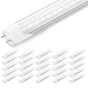 SHINESTAR 25-Pack T8 LED Bulbs 4 Foot, Ballast Bypass, Tube Lights 18W 2200LM, 5000K Daylight, T8 T10 T12 LED Replacement for Fluorescent Tubes, Dual-end, 2 pin G13 Base, Clear Cover