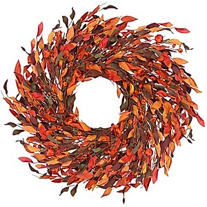 Kmise Fall Wreaths for Front Door with Pumpkin & Fall Leaves - 25" Thanksgiving Harvest Front Door Wreath Decor, Farmhouse Outdoor Fall Wreath, Large Autumn Wreaths for Outside/Indoor