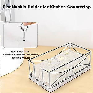 Livabber Guest Napkin Holder with Marble Base, Metal Bathroom Paper Hand Towel Storage Modern Napkin Tray Caddy for Countertop, Table Kitchen, Dinning Room (Chrome)