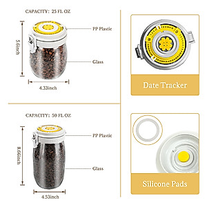 Airtight Glass Coffee Canister,Airtight Glass Jars,Glass Fermentation Jar Pickle Jar,Wide Mouth Jar with One-way Venting Lid for Canning Cereal,Spice,Sugar,Fermenting,Pickling Cucumber,Fluid Ounce 25