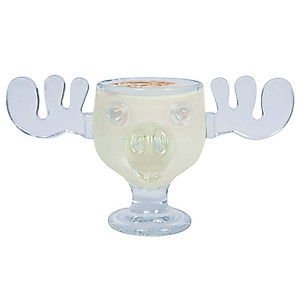 SET OF 4 Glass 8oz Christmas Moose Mugs