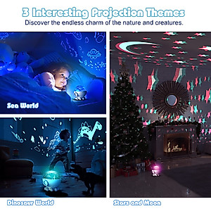 Night Light Projector,Ocean Star Night Light for Kids Room,Dinosaur Toys with 360° Rotation,Remote and Timer,3 Projection Films,17 Light Modes,9 Lullaby Songs,Birthday Christmas Gifts Kids Toys-White
