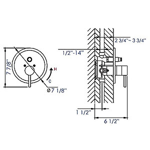 ALFI brand AB1701-BN Brushed Nickel Pressure Balanced Round Shower Mixer with Diverter, 7.88" L x 7.88" W x 3" H