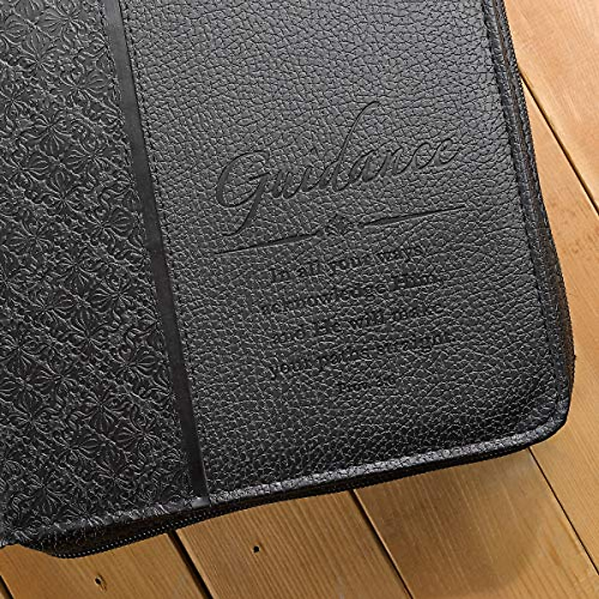 Christian Art Gifts Men's Classic Bible Cover Guidance Proverbs 3:6, Black Faux Leather, Large