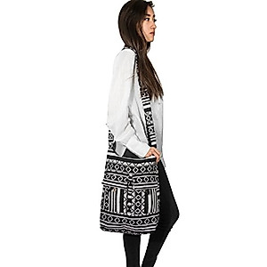 Tribe Azure Aztec Black White Woven Handmade Crossbody Hobo Women Shoulder Bag Sling Casual Large