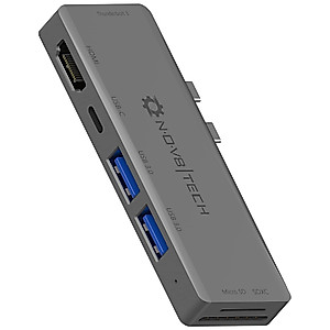NOV8Tech USB C Hub for MacBook Air, Pro M1/M2/M3 2023/2022-2016, MacBook Air USB C Adapter Dongle, 4K HDMI, 100W PD, 40Gbps TB3 5K 60Hz, USB-C, 2 USB 3.0 and SD/Micro Card Readers (Space Gray)