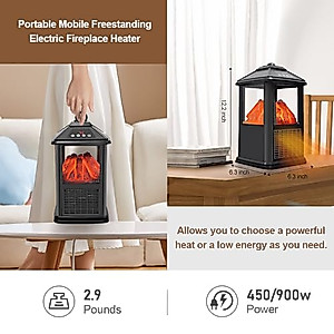 Mini Small Indoor Electric Fireplaces Lanterns Space Heaters Stove 3D Flame Freestanding Portable Electric Fireplace Space Heaters for Indoor Use with Remote Timer Thermostat