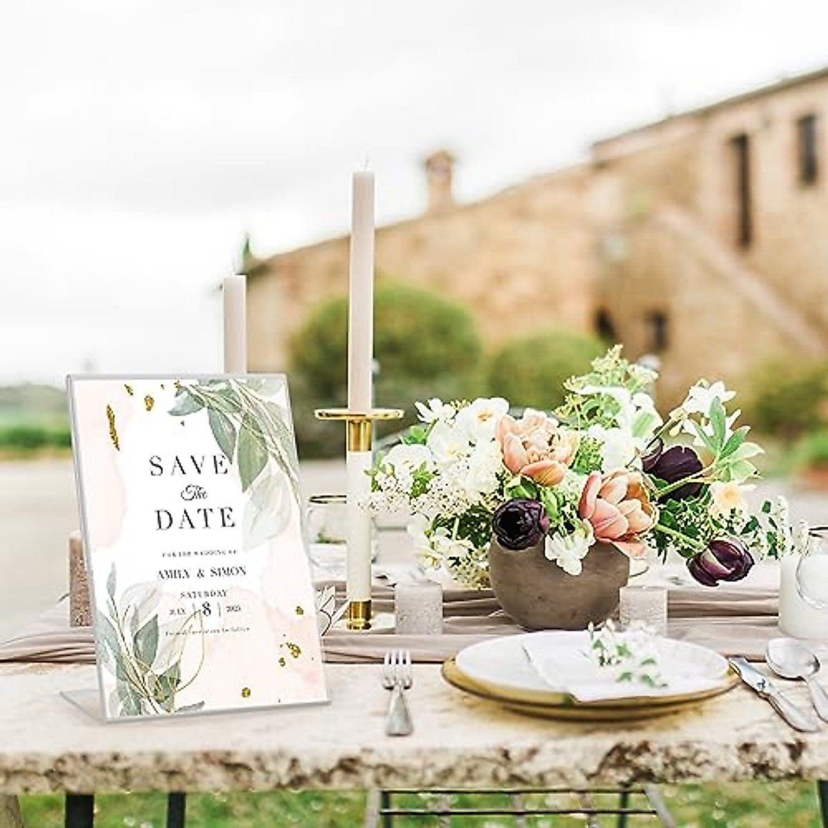 EOOUT Acrylic Sign Holder, A4 Size, 6 Pack, Plastic Flyer Display Holder, Slant Back Clear Paper, Document Menu Table Transparent Stand for Office, Store, Restaurant