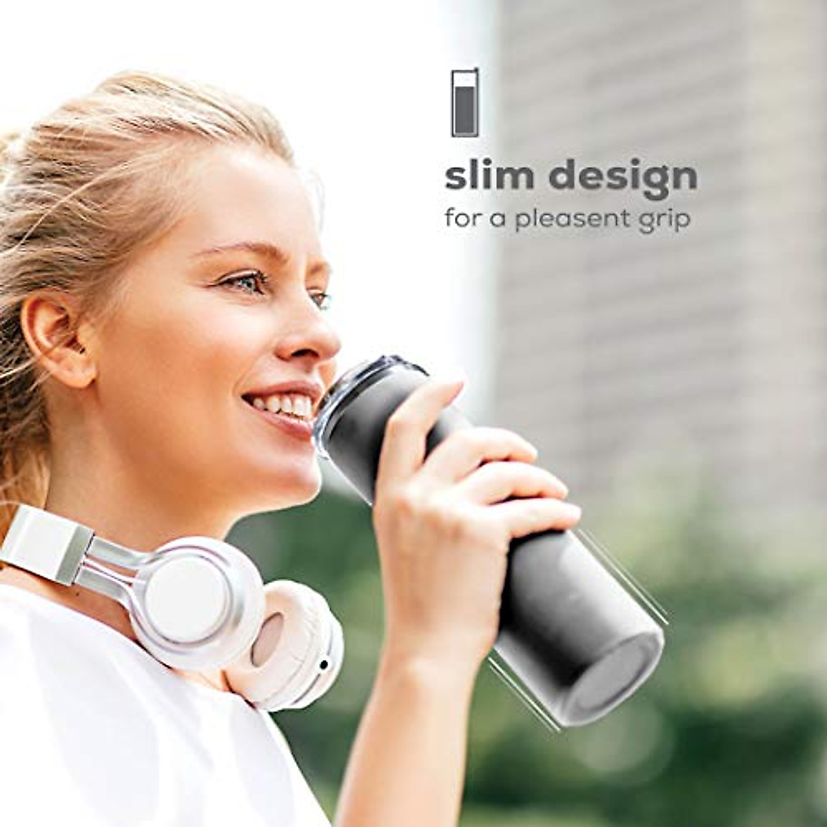 FineDine Insulated Skinny Stainless-Steel Tumbler - 18oz Coffee Tumbler with Flip-Top Lid - Travel Coffee Mug 100% Leakproof Lids - Slim Vacuum-Tumblers Keep Hot & Cold - For Home, Office.