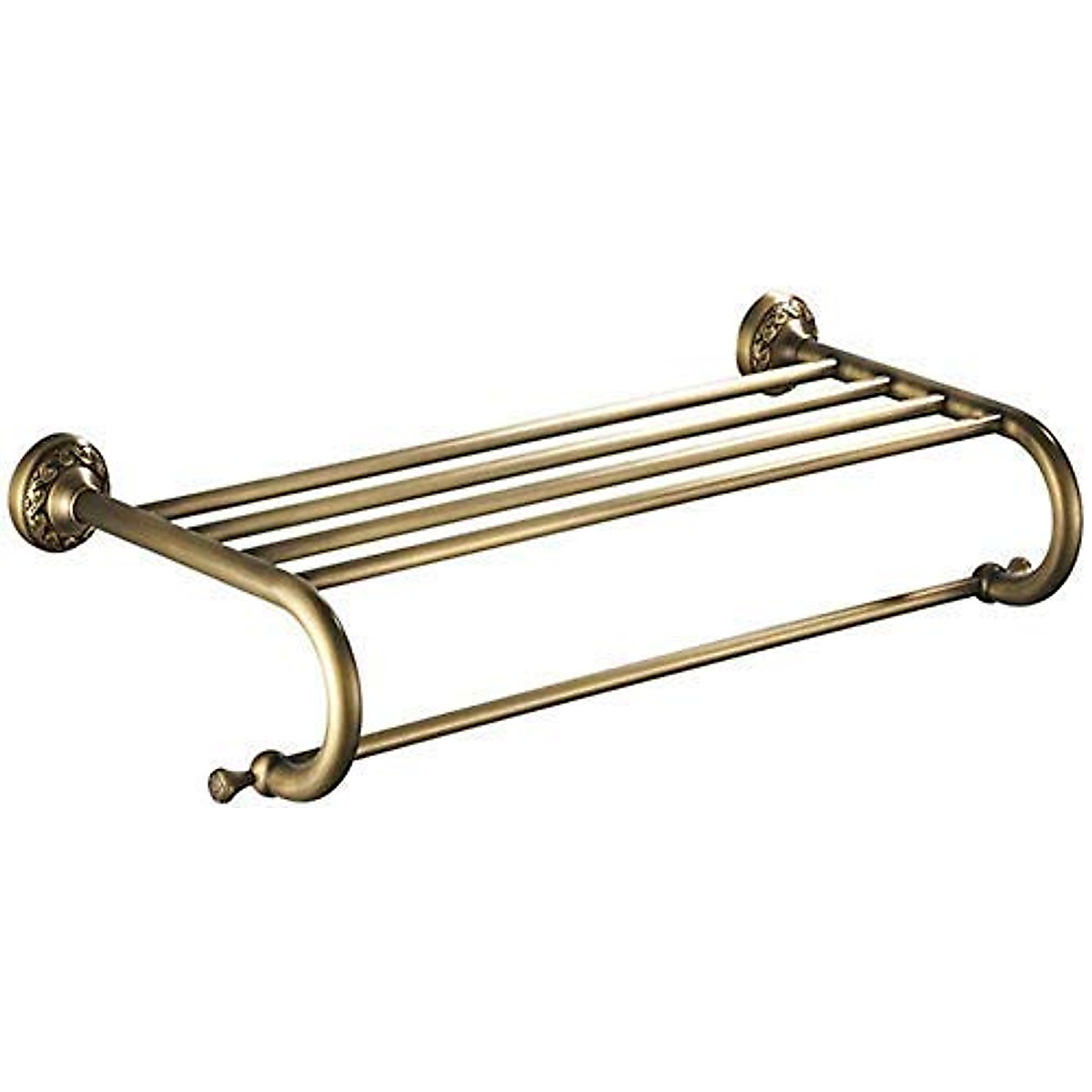 Towel Rack,Antique Brass Towel Rail with Double Towel Shelf for Bathroom, Wall-Mounted Shower Shelf Organizer,Black ( Gold)