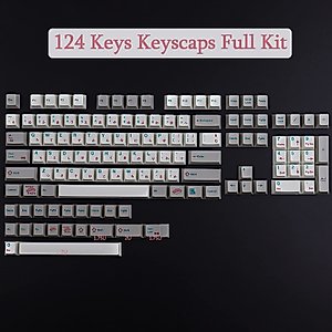Hyekit PBT Keycaps 124 Keys Sushi Custom Keycaps Dye-Sublimation 7U and 6.25U Spacebar Keycap Set Cherry Profile for Cherry Gateron MX Switches Mechanical Keyboard US Layouts