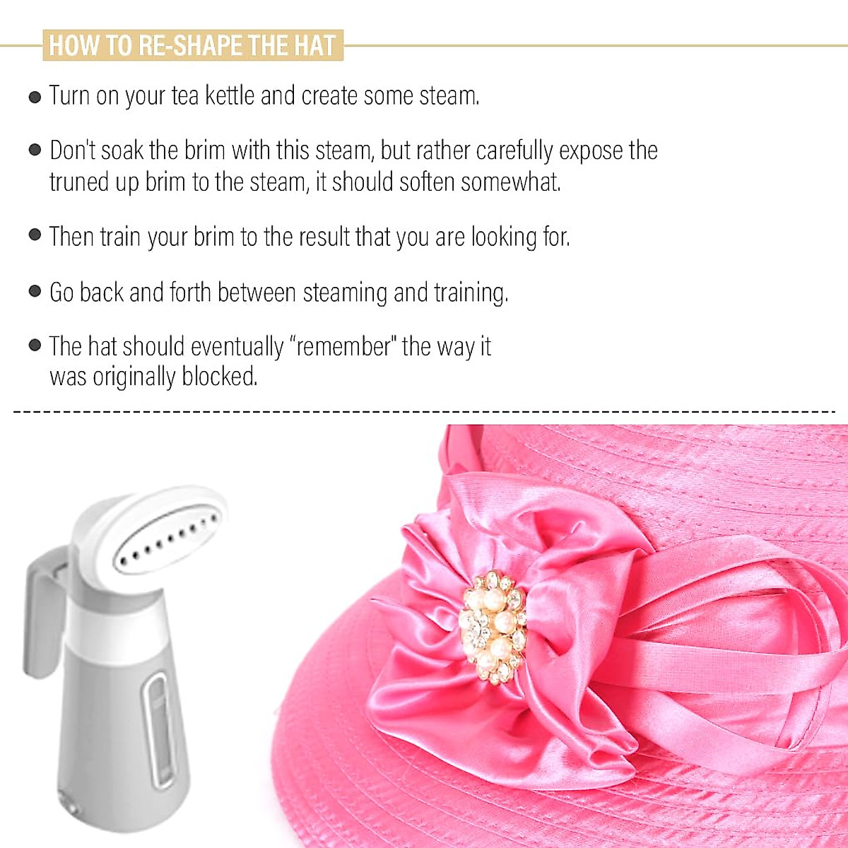 Women Derby Church Dress Cloche Hat Fascinator Floral Tea Party Wedding Bucket Hat S052 (S038-Rose)