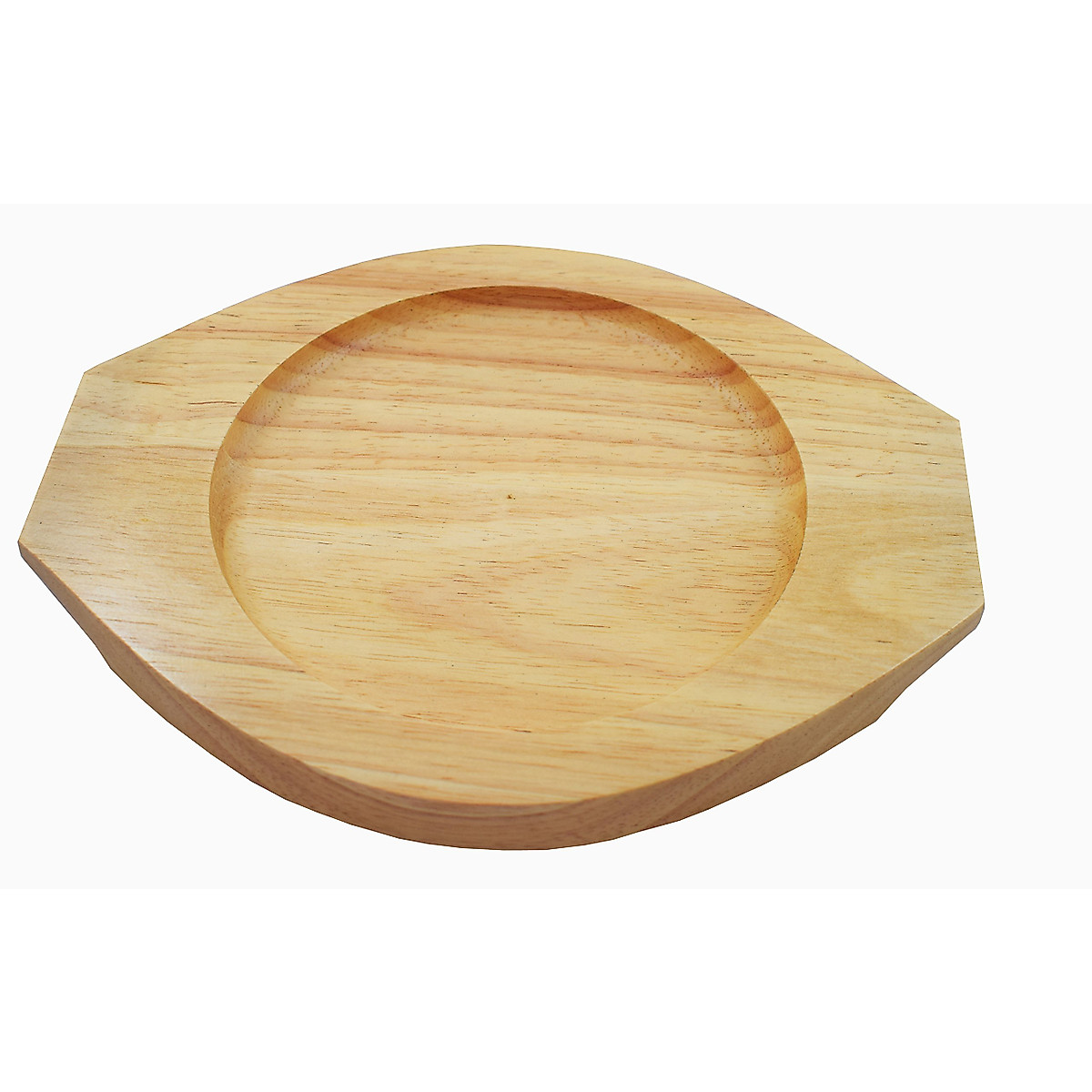 Sunrise Kitchen Supply Round Cast Iron w/Handles and Rubberwood Underliner Set (8")