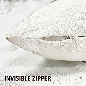 WOKANI White Textured Boucle Throw Pillow Covers 20x20 Decorative Accent Decorations Neutral Cushion Cases Home Decor Square for Couch Living Room Bedroom Sofa,Set of 2 Cream Ivory