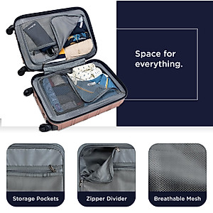 Ben Sherman Nottingham Lightweight Hardside 4-Wheel Spinner Travel Luggage, Rose Gold, 24-Inch Checked