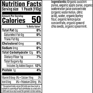 Plum Organics Mighty Veggie Organic Toddler Food - Zucchini, Apple, Watermelon, and Barley - 4 oz Pouch (Pack of 6) - Organic Vegetable Toddler Food Pouch