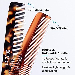 ZEUS Beard & Mustache Comb for Men, Handmade Saw-Cut Hair Comb for Untangling & Styling Beard (Traditional) V11