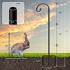 Gtongoko 8 Pack Adjustable Shepherds Hook Matte Black, Outdoor Garden Hook 32 in