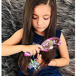 Barbie Hair Accessory 5 Pcs Set - 1 Regular 9 inch Hair Brush For Girls + 4 Scrunchies For Kids - Babrie Hair Accessories For Girls Detangling Brush Elastic Hair Ties Ropes Scrunchies Ages 3+