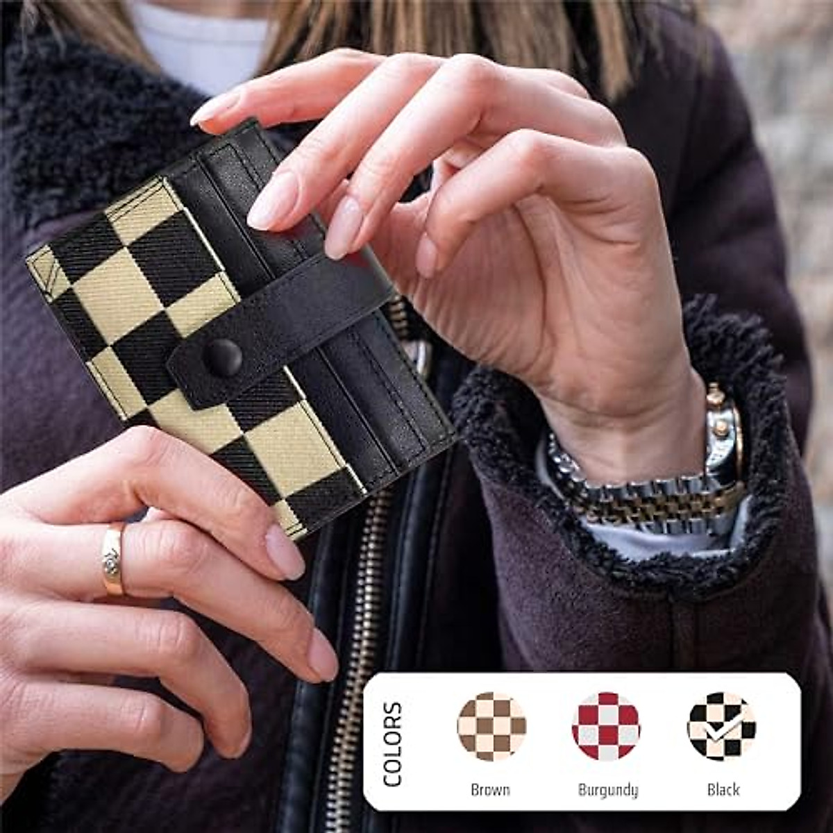VLYRN Women's Slim Bifold *Mini* Wallet/Cardholder (Black) (8 slots total - *1 card/slot)