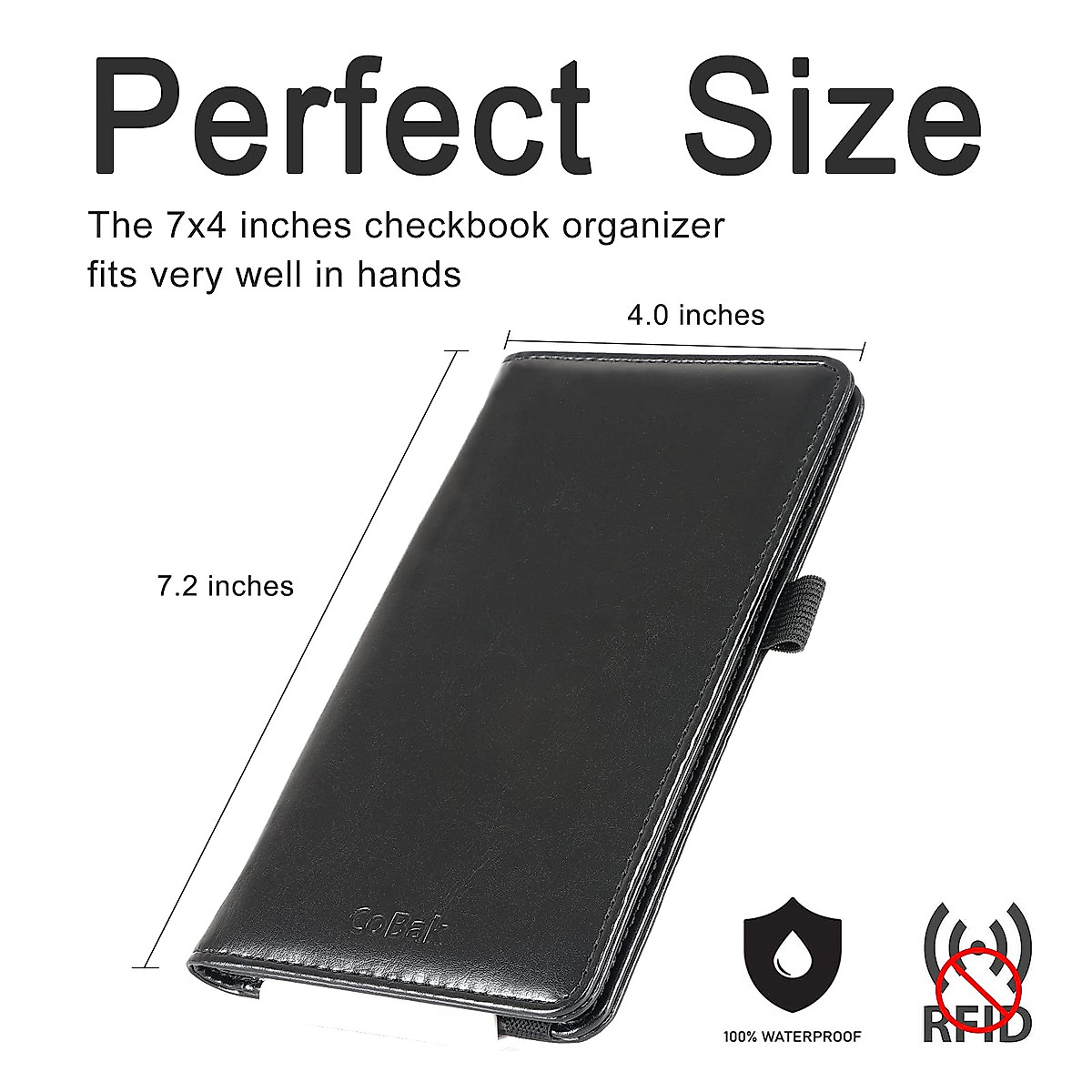 CoBak Premium Leather Checkbook Cover - RFID Blocking, Classic Design, Slim & Durable - Perfect for Personal & Business Checks