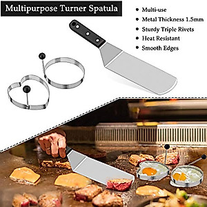 Homikit 14-Piece Metal Spatula Set, Stainless Steel Pancake Fish Egg Hamburger Turners, Griddle Flippers for Kitchen Restaurant BBQ Grilling Cast Iron Skillet, Dishwasher Safe