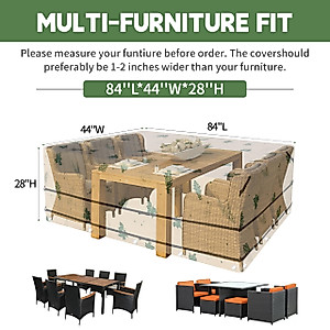 Patio Furniture Covers Outdoor 100% Waterproof 84''L*44''W*28''H furniture covers waterproof outdoor table and chairs set covers Upgraded Fastener Four-sided Buckle Straps Bottom fixing grommets