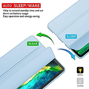 ZryXal New iPad Pro 12.9 Case 2022/2021 (6th/5th Generation) with Pencil Holder, Premium Protective Case Cover with Soft TPU Back and Auto Sleep/Wake Feature for 2022 iPad Pro 12.9 (Sky Blue)