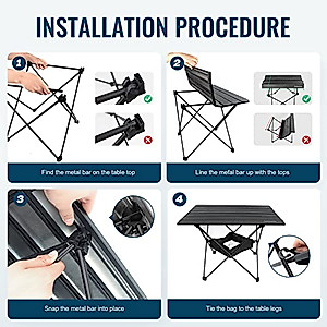 Keencamp Beach Table Compact Camping Folding Table Ultralight with Storage Portable Aluminum Outdoor Coffee Table Foldable for Travel Picnic Cooking Black 22" D x 15.82" W x 15.82" H