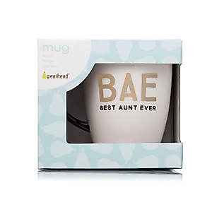 Pearhead Bae Best Aunt Ever Ceramic Mug, Aunt Coffee Mug, Best Aunt Gifts, White