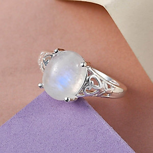 Shop LC Rainbow Moonstone Ring 925 Sterling Silver Wedding Jewelry Bridesmaid for Women Size 9 Birthday Gifts for Women