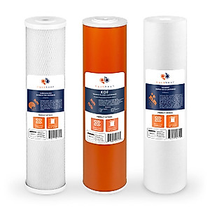AQUABOON 5 Micron 20" x 4.5" KDF, Sediment & CTO Carbon Block Replacement Filter Cartridges Set | 1 set, 3 filters in a Set | COMPATIBLE WITH: EP20-BB, 2C-20BB, 155358-43, DGD-5005-20