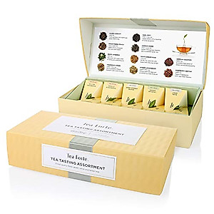 Tea Forte Assorted Classic Tea, Petite Presentation Box, Sampler Gift Set With Handcrafted Pyramid Infusers - Herbal, Black, Green, White, 10 Count (Pack of 1)