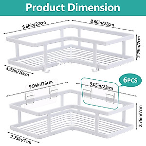 VIAV Corner Shower Caddy 2PCS Adhesive Shower Shelves Corner Organizer Rustproof Shower Rack No Drilling Needs Bathroom Shelve Organizer for Bathroom,Kitchen-White