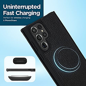 Case-Mate Samsung Galaxy S23 Ultra Case [6.8"] [12FT Drop Protection] [Wireless Charging] Black Leather Wallet Folio Phone Case for Samsung Galaxy S23 Ultra with ID & Credit Card Holder, Phone Stand